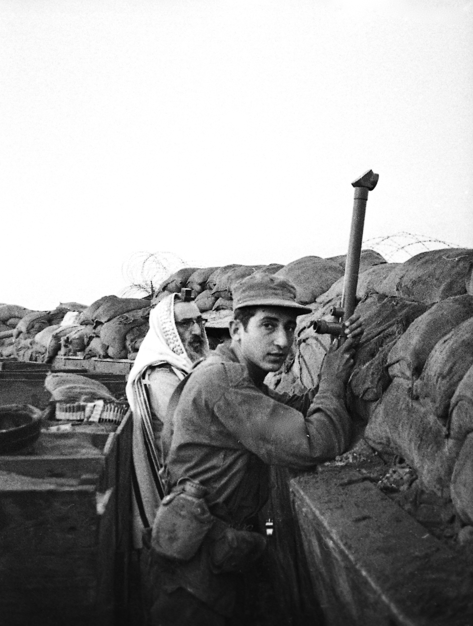 Rabbi Shlomo Goren, IDF Chief Rabbi visitng the army positions in Sinai ...